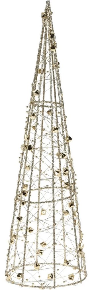 Svítící vánoční kužel Gold Diamond, 40 cm, 20 LED, teplá bílá, časovač