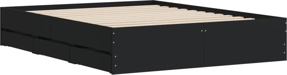 Rám postele se zásuvkami černý 140 x 190 cm kompozitní dřevo 3207302