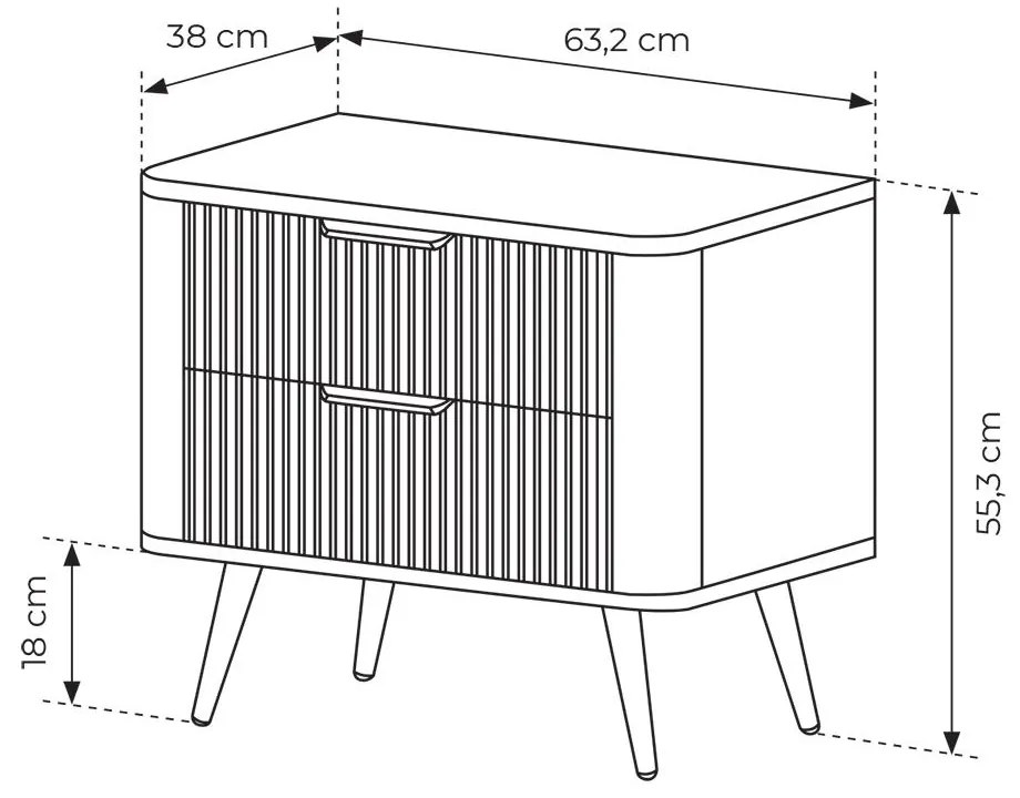LANTE b | noční stolek G 2s | 63,2 cm | béžová/zlatá