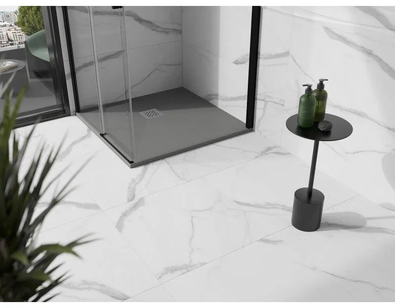 Mexen Stone+, čtvercová vanička z minerálního kompozitu 100 x 100 cm, šedá-betonová, 44611010