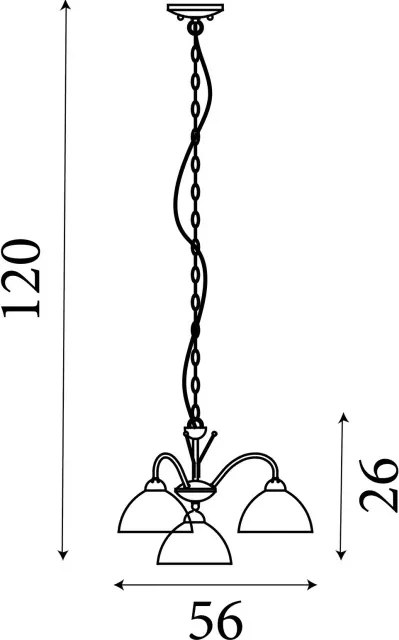 Searchlight 1133-3AB Závěsný tříramenný lustr MILANESE patina, alabastrové sklo