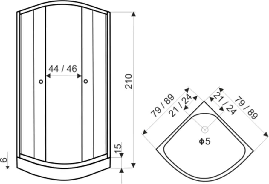 Novoterm Sprchový box čtvrtkruhový NV-Cessla 80 W, 80x80 bílý