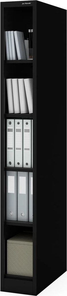 Úzký kovový regál, archivační na dokumenty černý: TIM 250 x 1850 x 600 mm