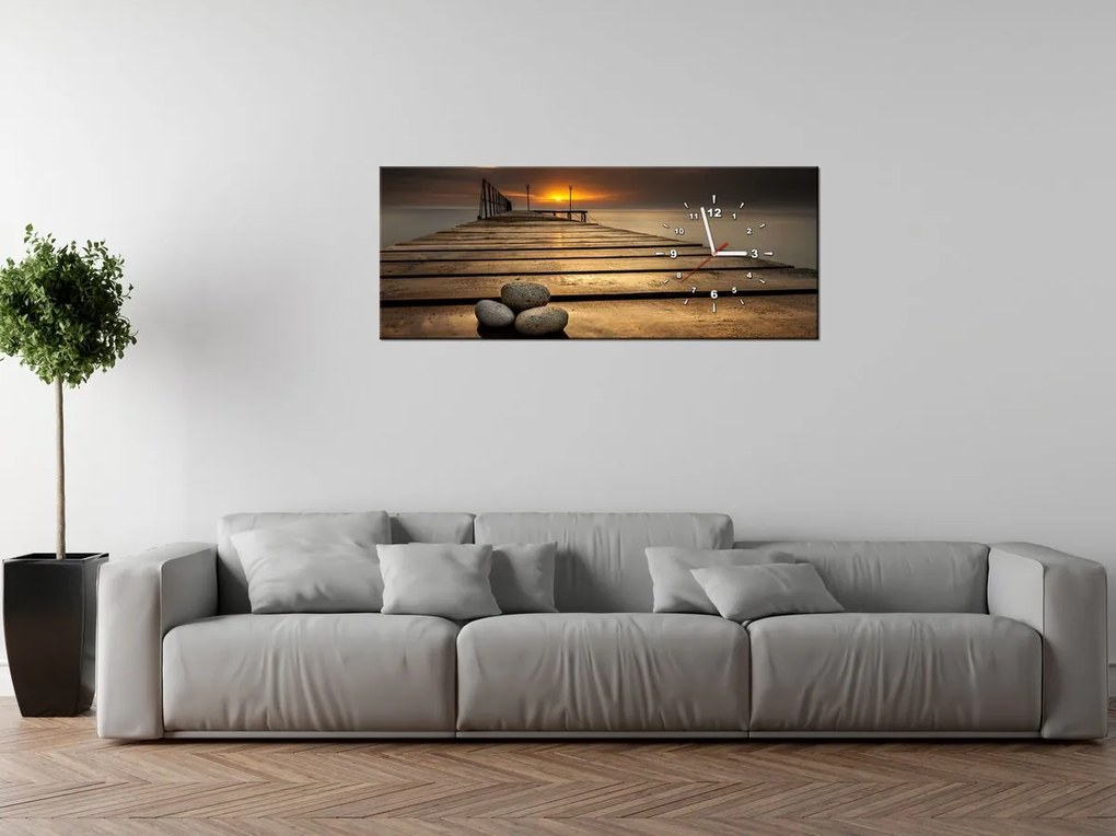 Gario Obraz s hodinami Nádherné ráno při molu Rozměry: 30 x 30 cm