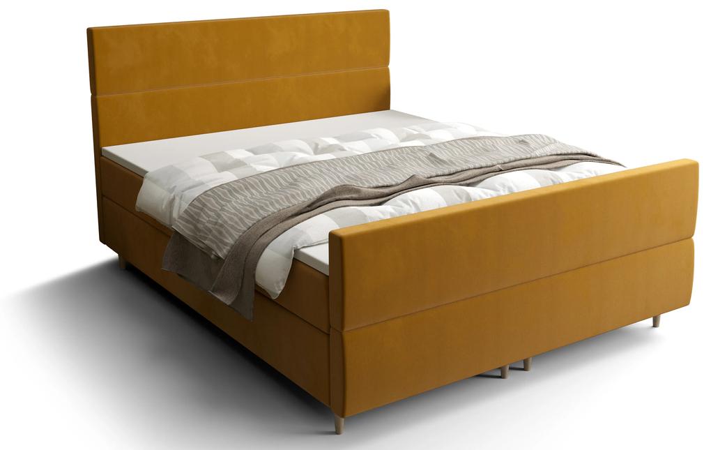 Manželská postel Boxspring 160 cm Flu plus (zlatá) (s matrací a úložným prostorem). 1046583