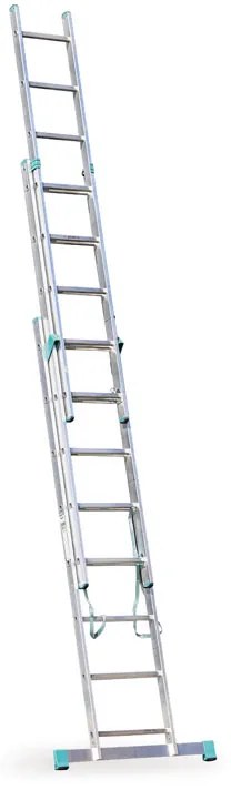 Hliníkový trojdílný žebřík ALVE EUROSTYL s úpravou na schody, 3x8 příček, délka 5,13 m