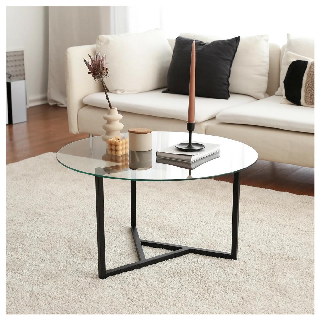 Černý Konferenční stolek Trio 75 × 75 × 42 cm HANAH HOME