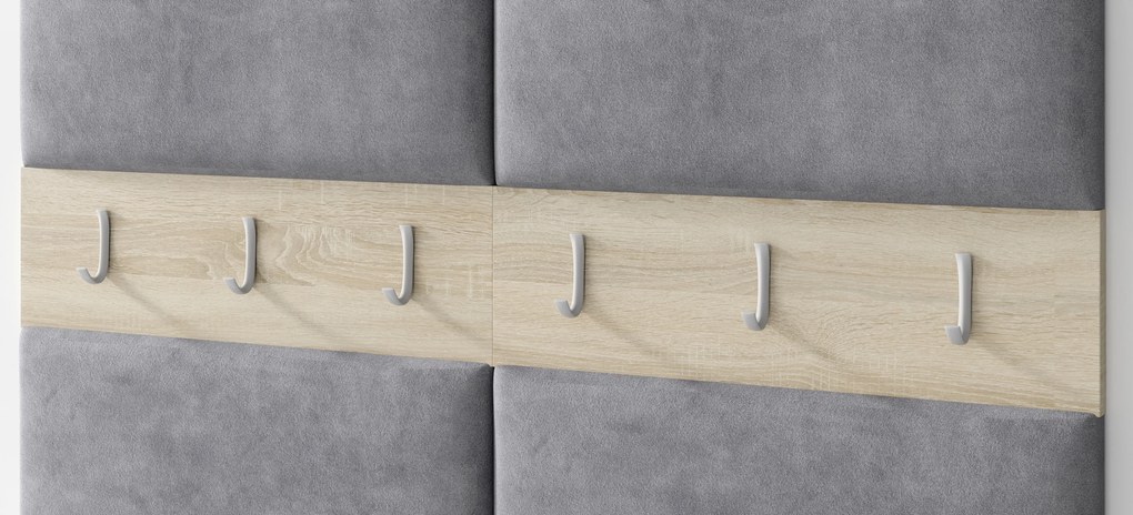 Eka Předsíňová stěna s čalouněnými panely Trinity 1 - Dub Artisan s černou / Tmavá modrá 2331