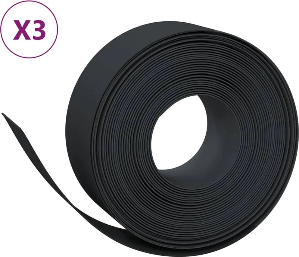 Travní lemy 3 ks černé 10 m 20 cm polyethylen 3155457