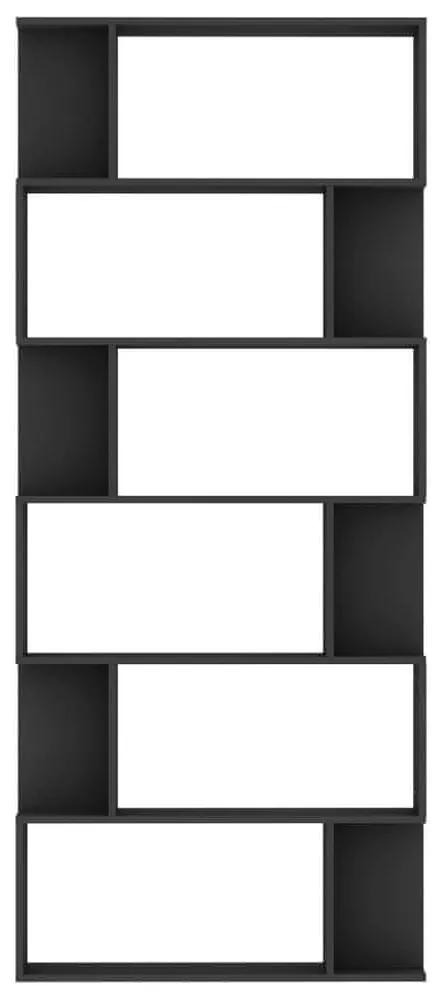 Petromila Knihovna/zástěna do pokoje černá 80 x 24 x 192 cm dřevotříska