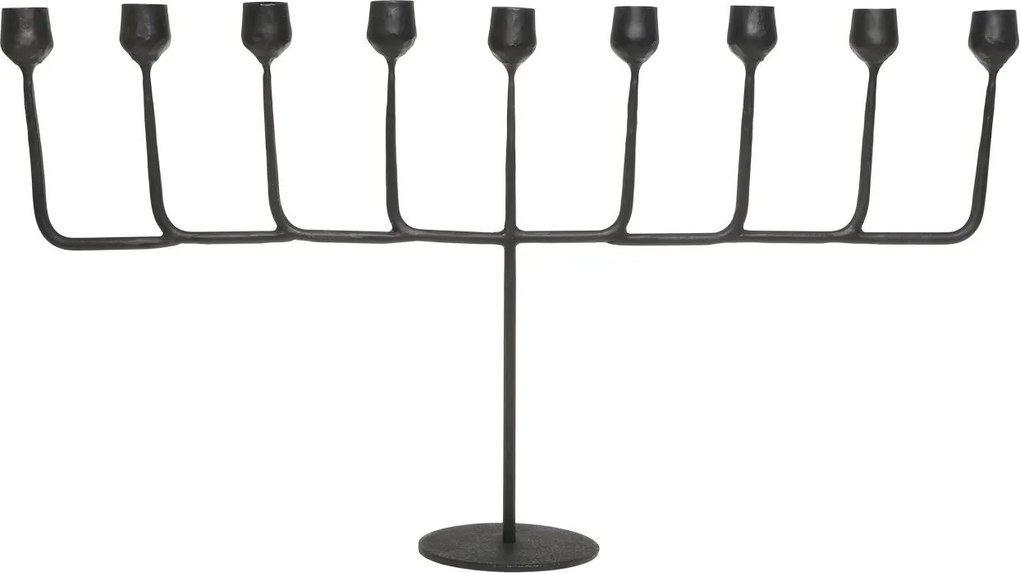 Černý antik kovový svícen na 9 úzkých svíček Gennio - 57*33 cm