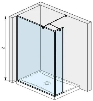 Jika Pure - Skleněná stěna boční, 130x20x200 cm, s úpravou Jika Perla Glass H2674270026681