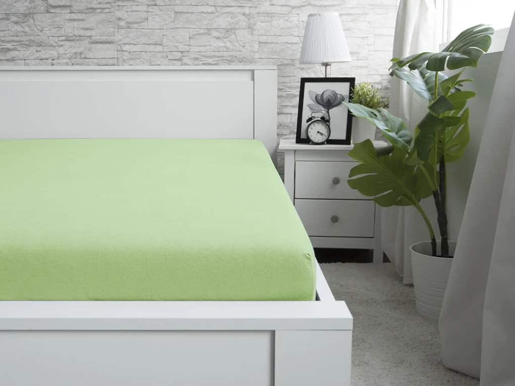 XPOSE® Jersey prostěradlo Exclusive - světle zelené 90x200 cm
