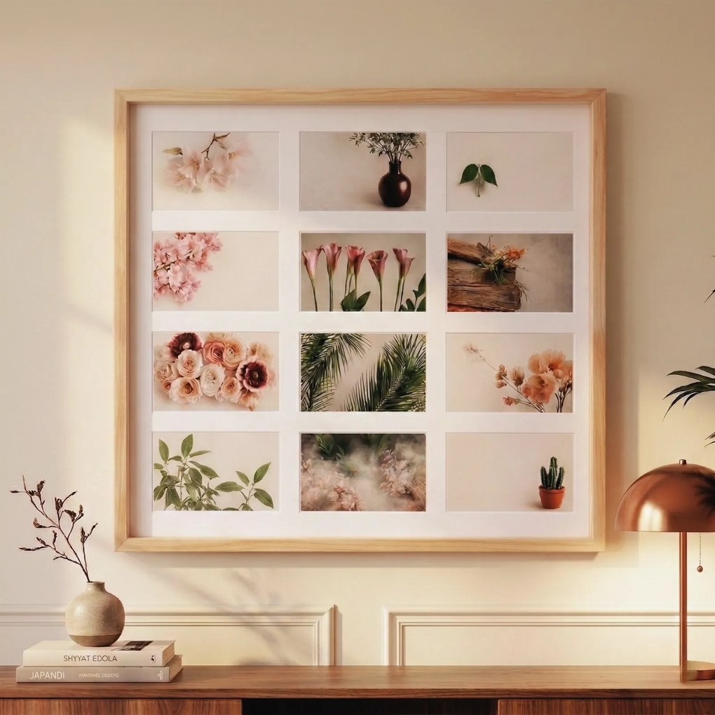 Dřevěný fotorámeček na 12 fotografií FORMIN, 59 x 54 cm