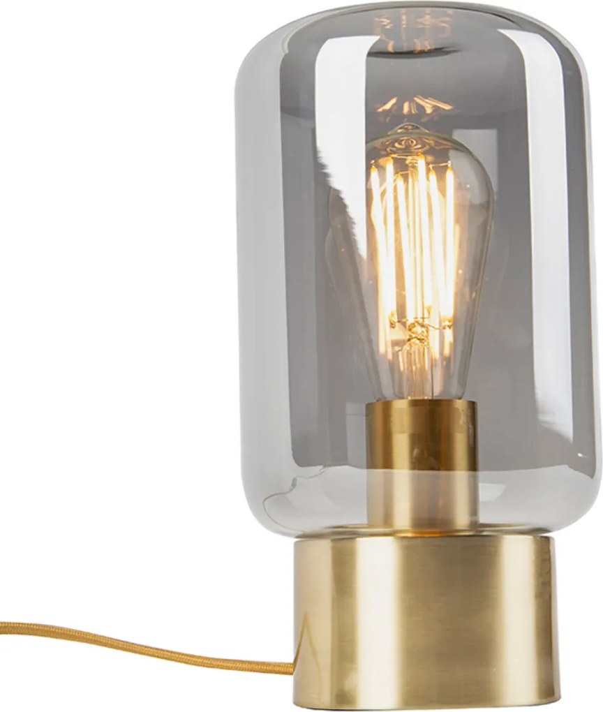 Designová stolní lampa mosaz s kouřovým sklem - Bliss Cute