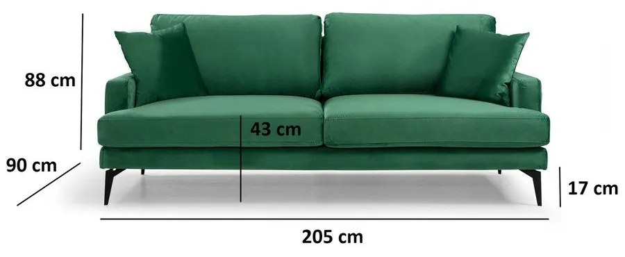 Zelená pohovka 205 cm Papira – Balcab Home