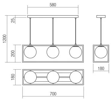 Redo 01-3057 - Lustr na lanku ZODIAC 3xE14/28W/230V