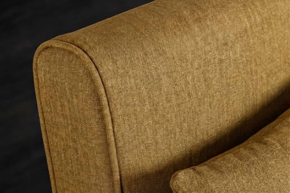 Designová rozkládací pohovka Bleddyn 140 cm hořčičný samet