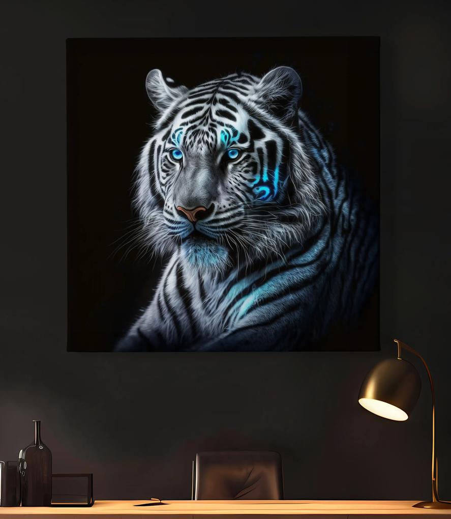 Obraz na plátně - Bílý Tygr FeelHappy.cz Velikost obrazu: 140 x 140 cm