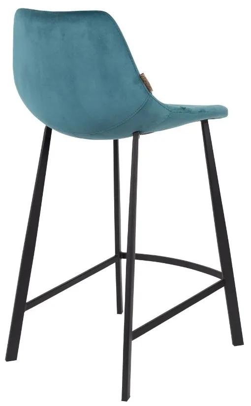 OnaDnes -20% Petrolejová sametová barová židle DUTCHBONE Franky 65 cm