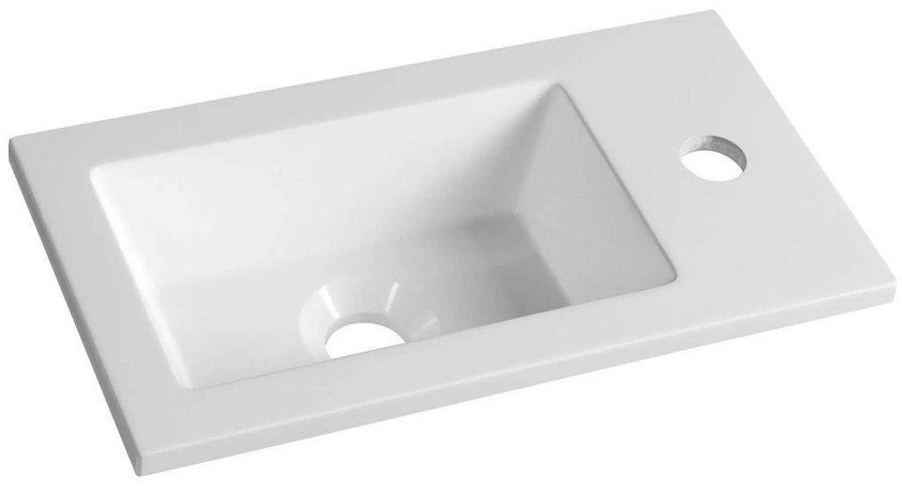 Aqualine - Umývátko nábytkové 40x22 cm, bez přepadu, otvor pro baterii, bílá LM420