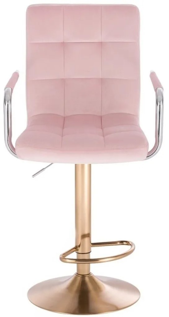 LuxuryForm DESIGN Barová židle VERONA VELUR na zlaté kulaté podstavě - růžová