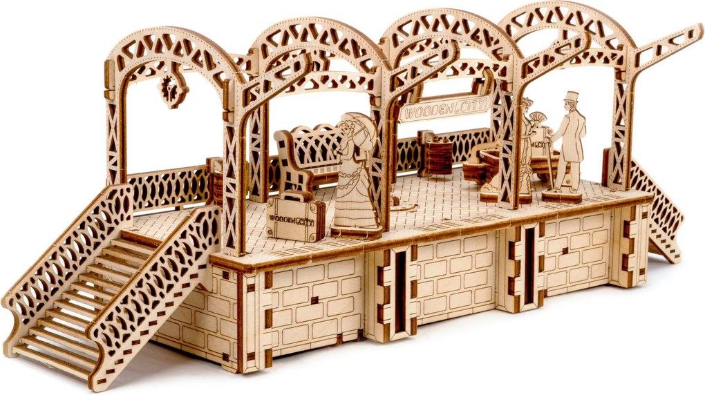 3d puzzle wooden city 3d puzzle železniční stanice 175 dílů