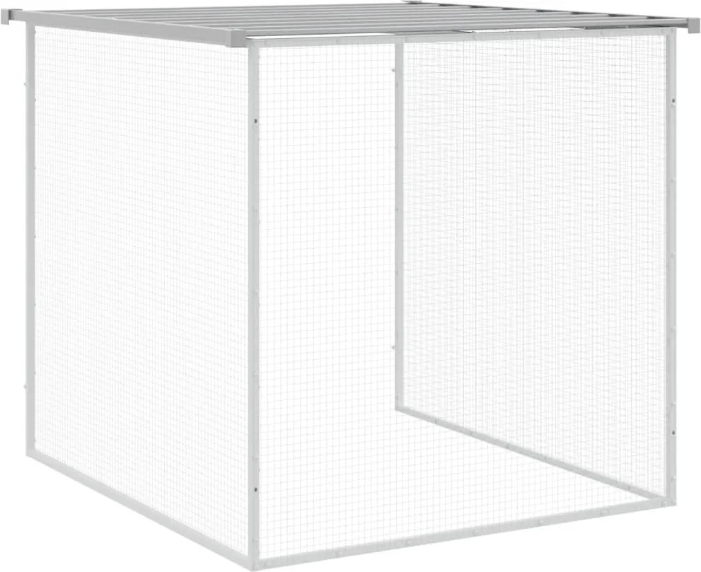 Klec pro kuřata se střechou světle šedá 203 x 98 x 90 cm pozinkovaná ocel 3189054