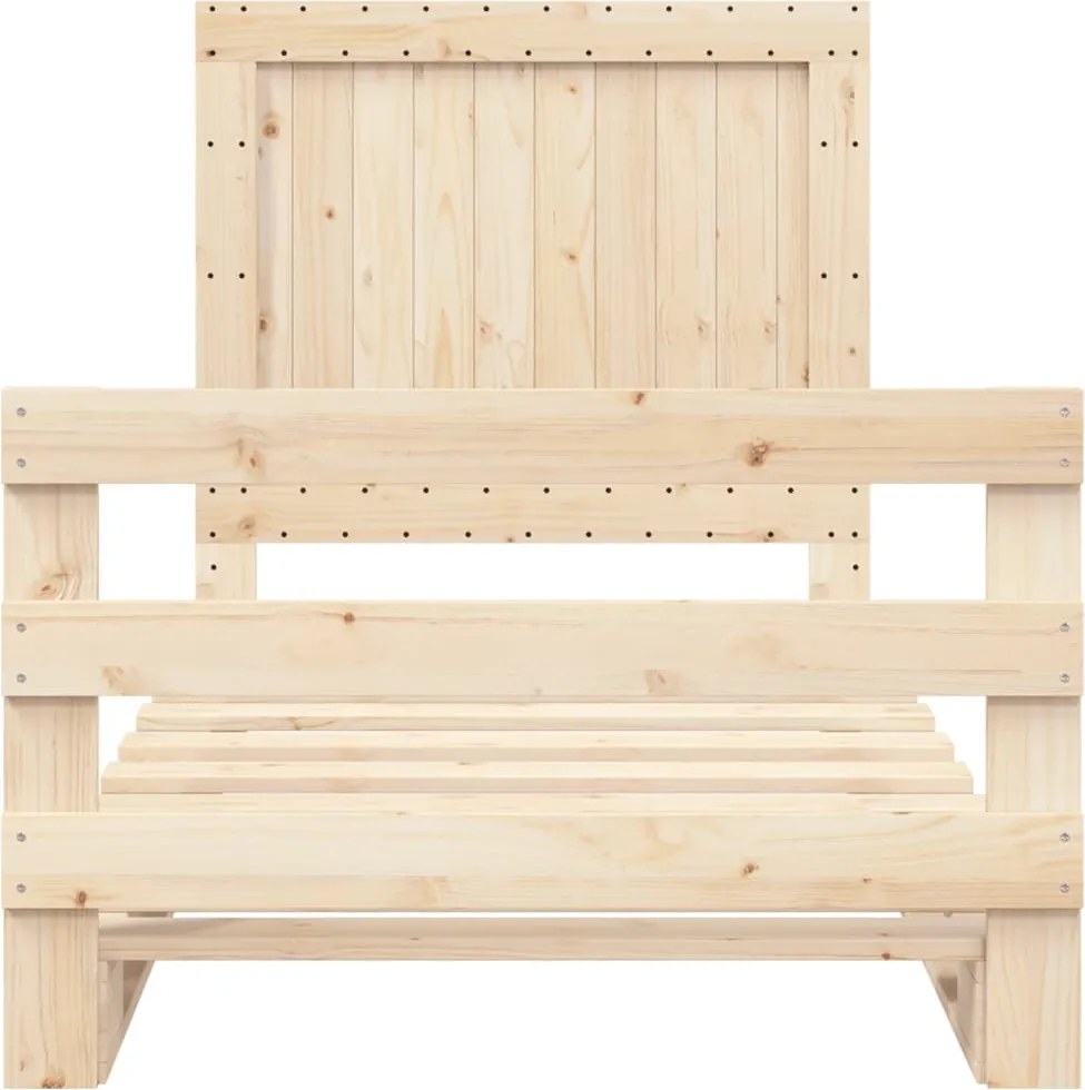 Rám postele s čelem 100 x 200 cm masivní borové dřevo 3281539