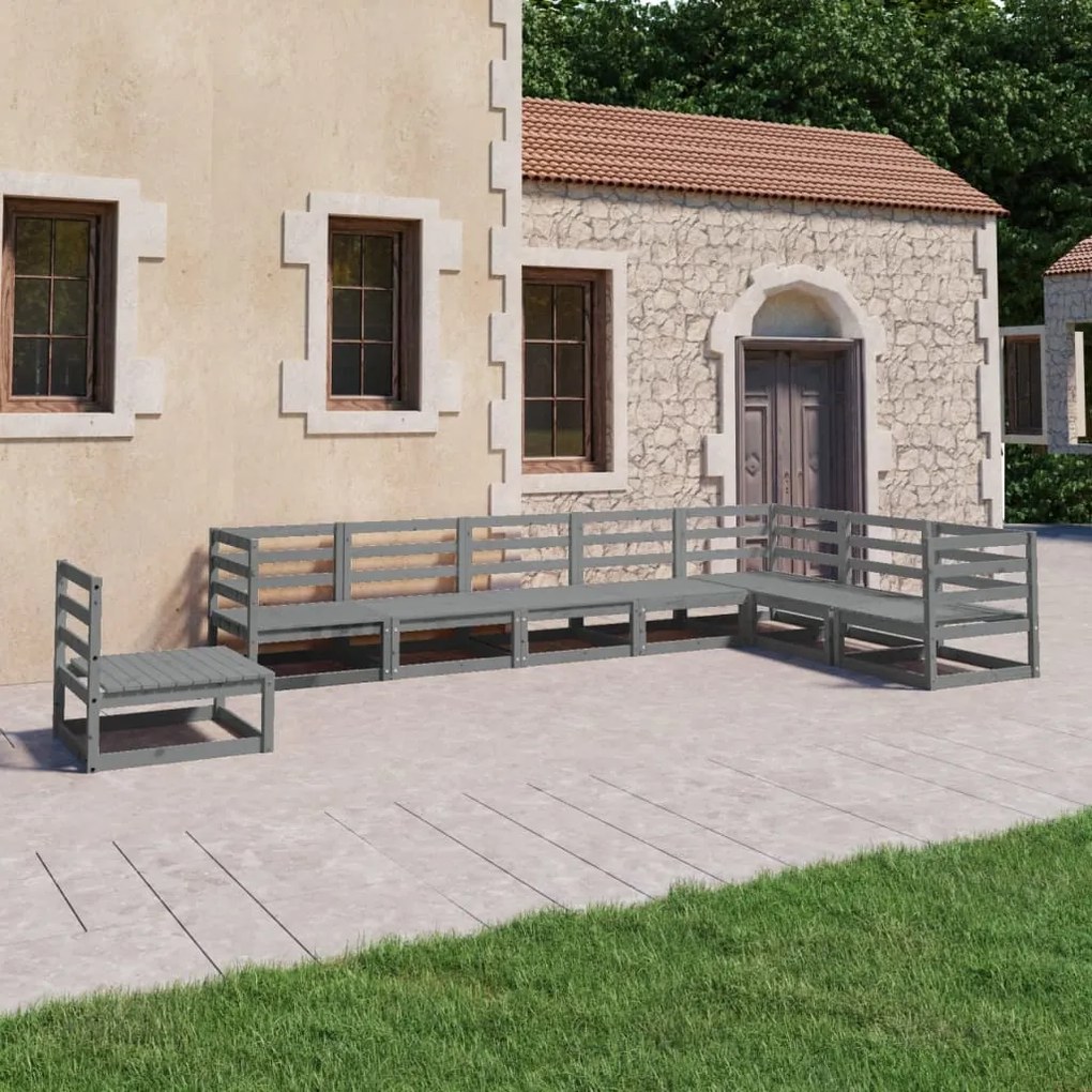 8dílná zahradní sedací souprava šedá masivní borovice 3075776