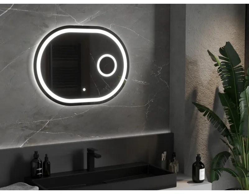 Mexen Umba, LED koupelnové zrcadlo s podsvícením a kosmetickým zrcadlem 80 x 60 cm, 6000K, ochrana proti zamlžování, 9822-080-060-611-00