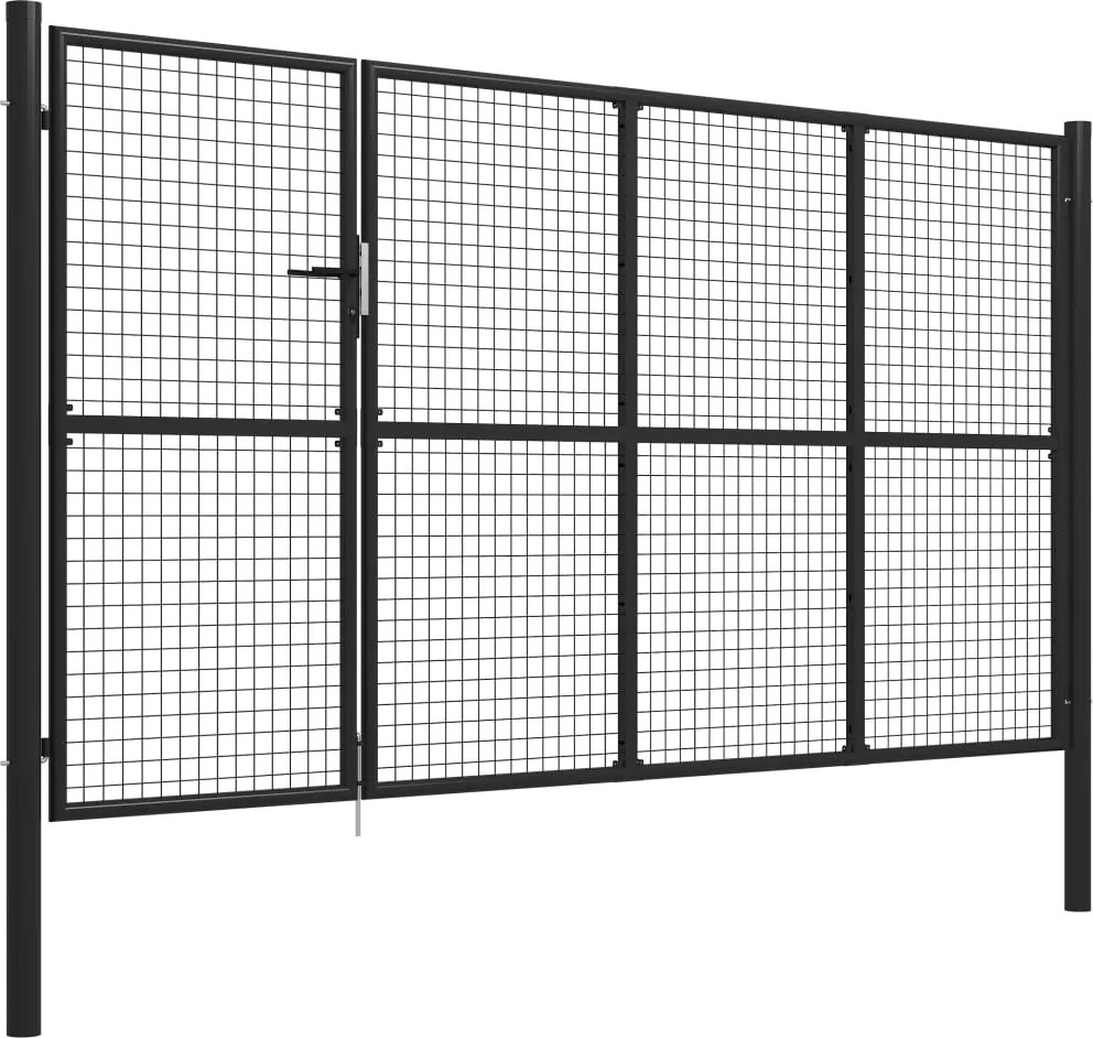 vidaXL Marketos Zahradní brána ocelová 350 x 175 cm antracitová