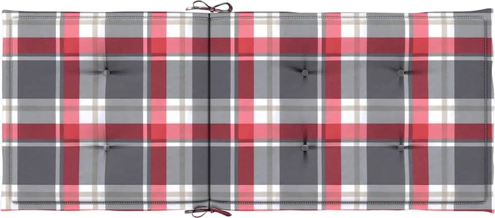 Podušky židle vysoké opěradlo 6 ks červené kárované 120x50x3 cm 314127