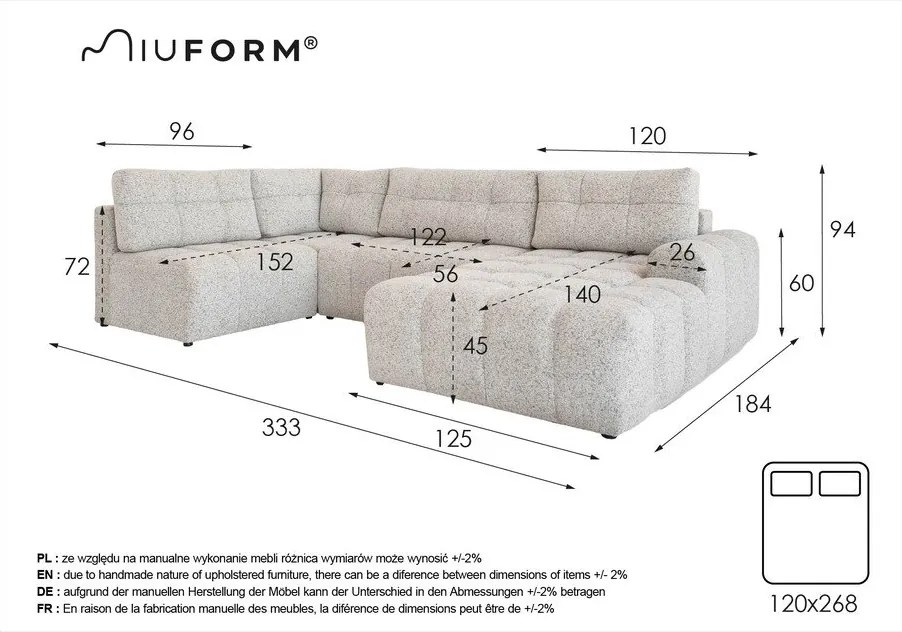 Béžová rozkládací modulární rohová pohovka s úložným prostorem (levý roh) Lulu – Miuform