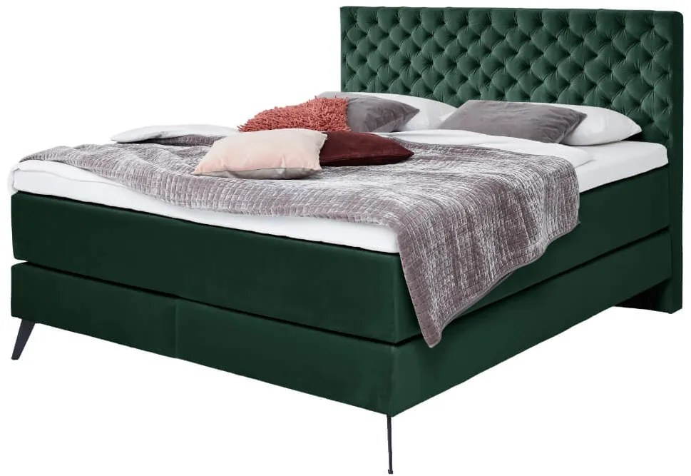 Boxspring postel oliver 160 x 200 zelená MUZZA