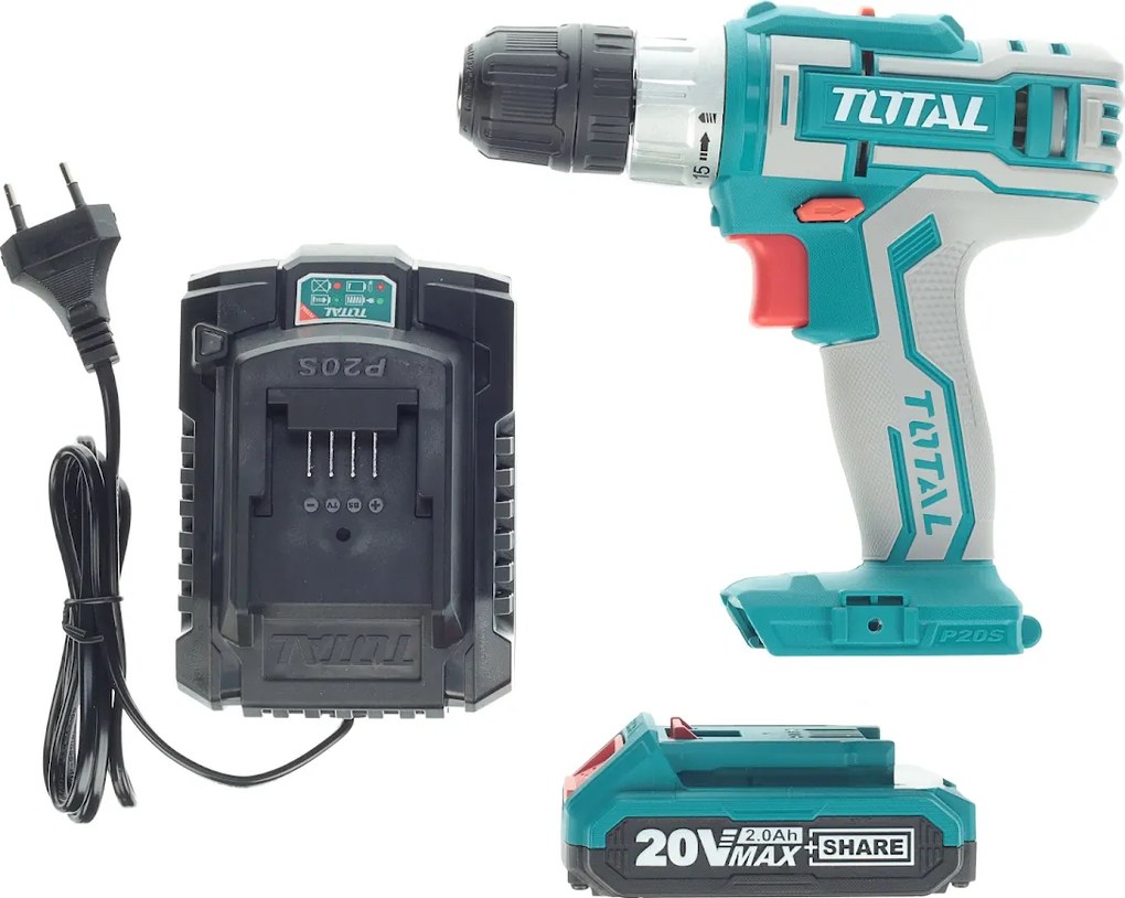 Vrtací šroubovák aku, 20 V Li - ion (1 × ), 2000 mAh TOTAL TDLI20024