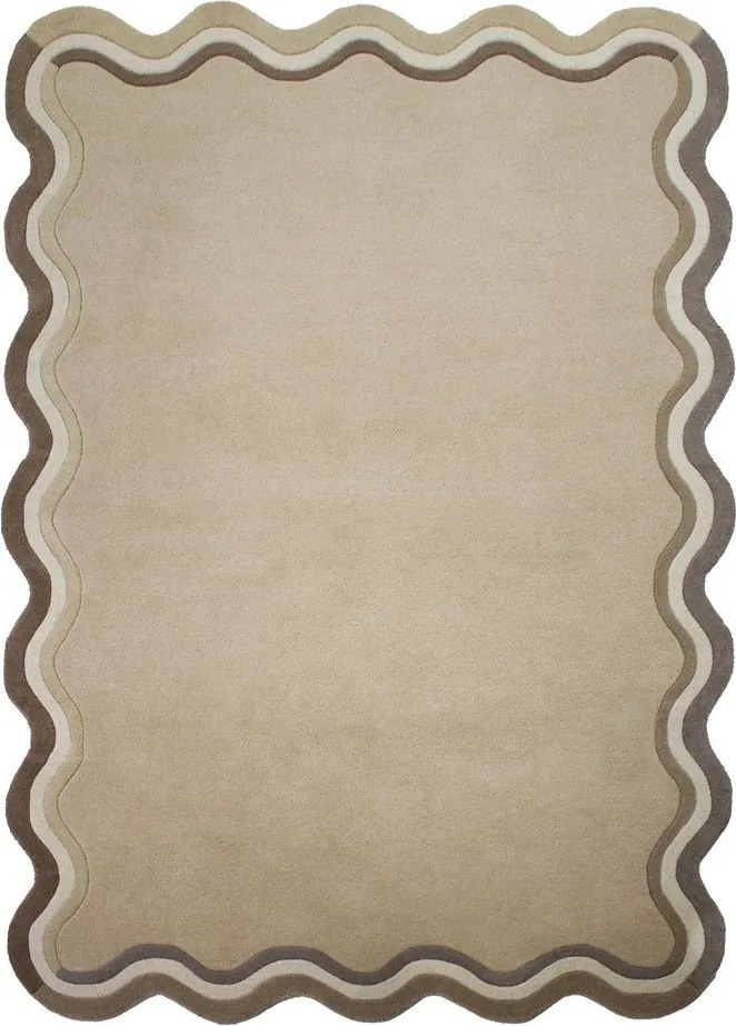 Ručně tkaný vlněný koberec v přírodní barvě 160x230 cm Leo Scallop – Flair Rugs