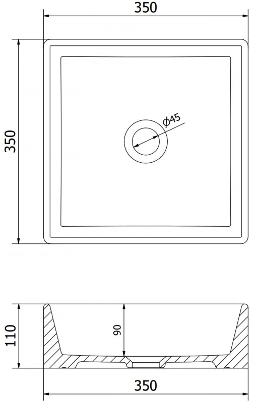 Mexen Goya, umyvadlo na desku 35 x 35 cm, světle šedá matná, 22183561