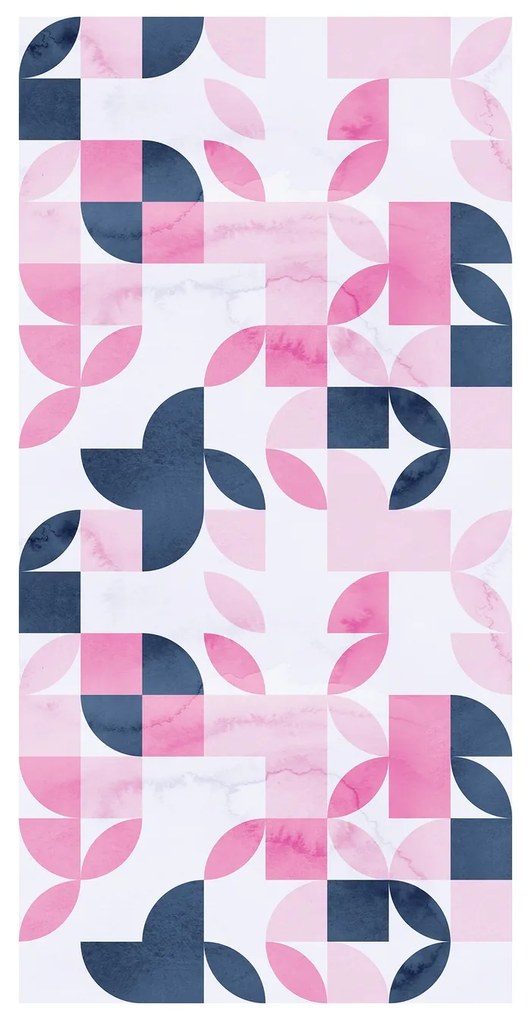 Tapeta - Retro geometrický vzor v růžových tónech