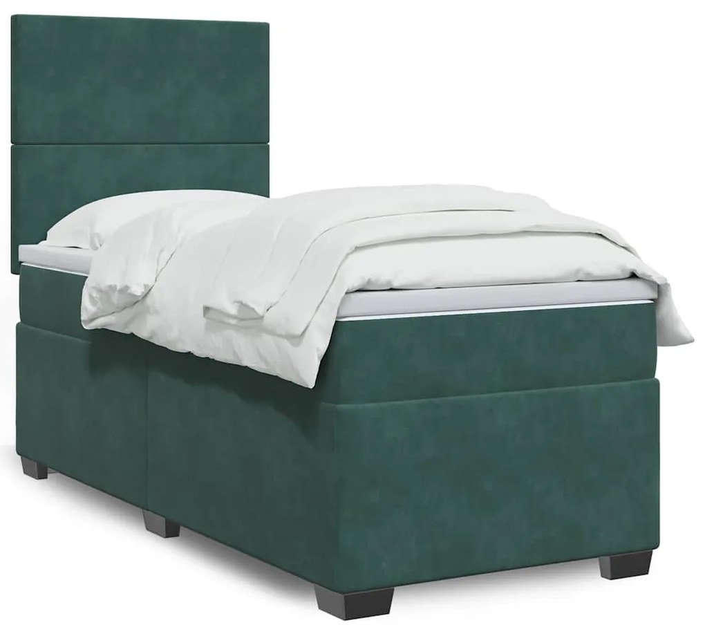 Box spring postel s matrací tmavě zelená 100x200 cm samet 3293131