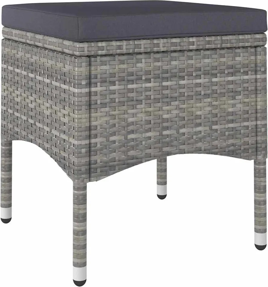 5dílný zahradní jídelní set polyratan a tvrzené sklo šedý 3058335