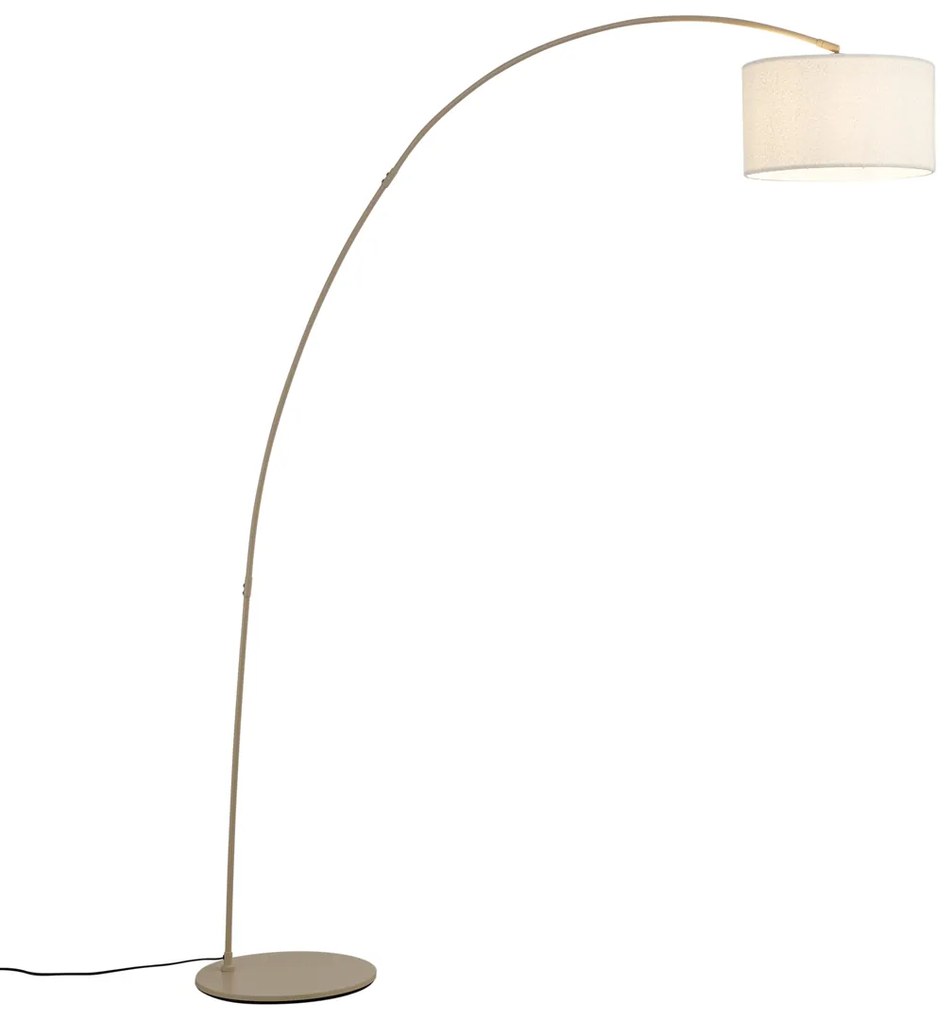 Moderní oblouková lampa béžová s teddy stínidlem - Vinossa