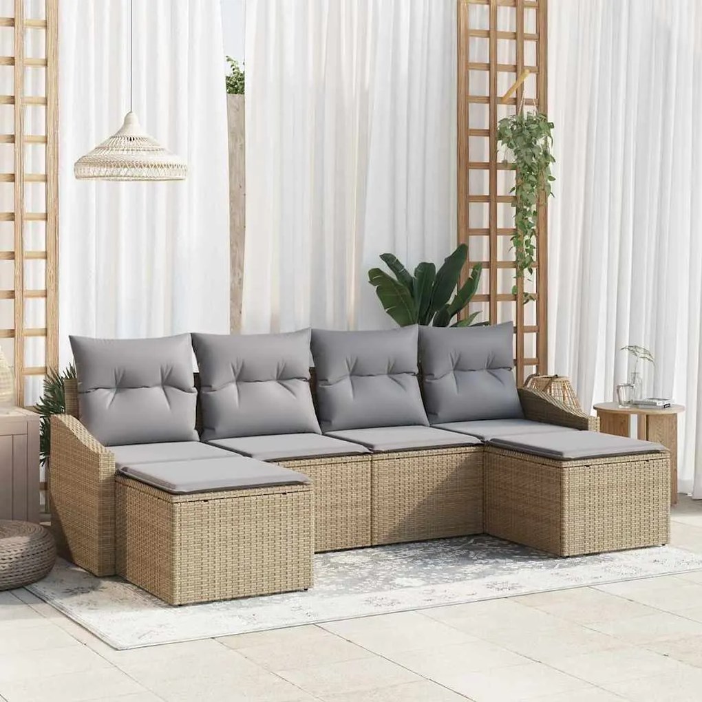 Set pohovek 6 ks Béžová polyratan 3346830