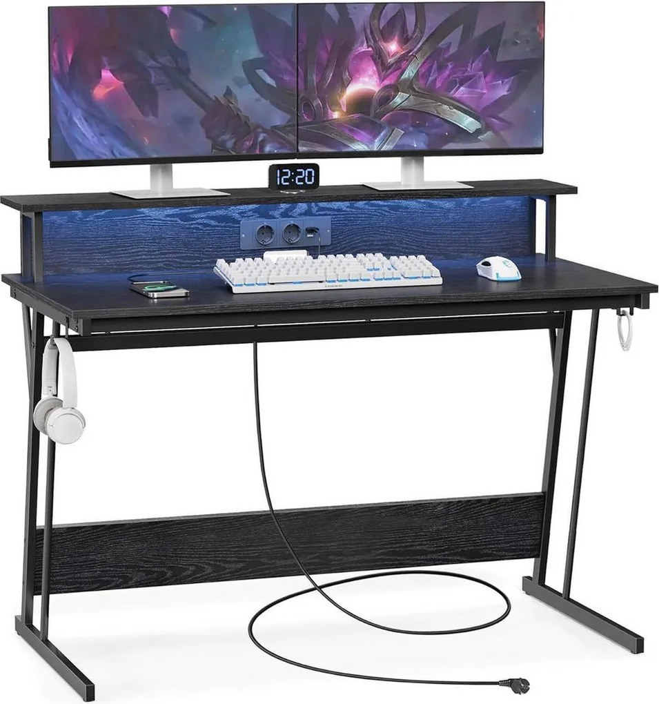 Herní stůl Hill s LED osvětlením černý