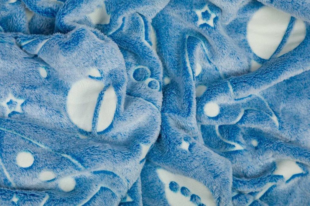 Svitap Mikroplyšová svítící deka Vesmír modrý 150x200 cm