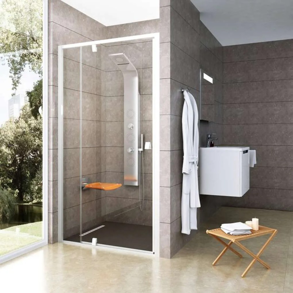 Ravak Pivot - Sprchové dveře PDOP2-120, 116-121 cm, bílá/čiré sklo 03GG0101Z1