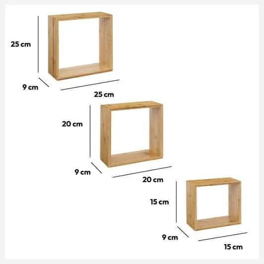 Intesi Sada 3 bambusových polic Cube