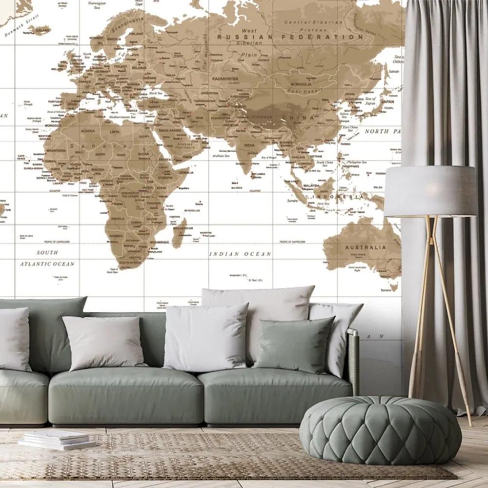 Samolepící tapeta nádherná vintage mapa s bílým pozadím - 450x300 cm