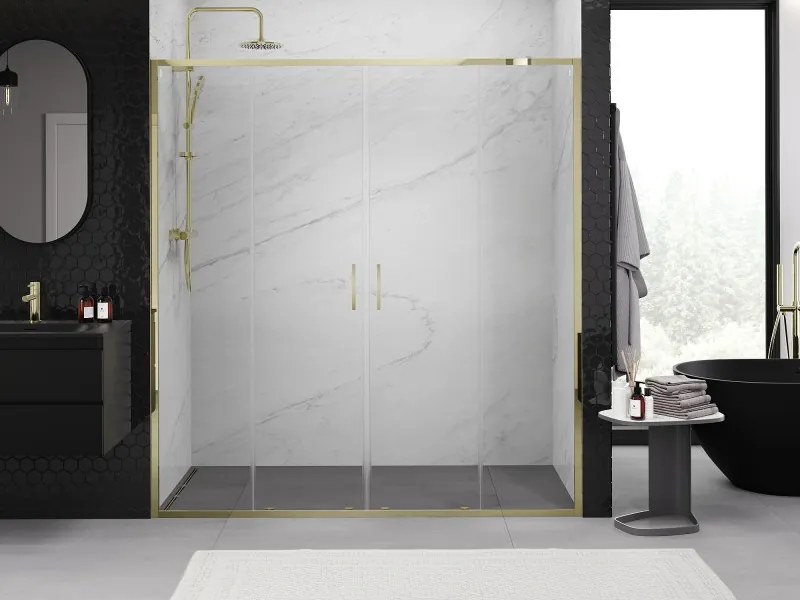 Mexen Exo dvoukřídlé posuvné sprchové dveře 170 cm, transparentní, zlaté - 8152-170-000-50-00