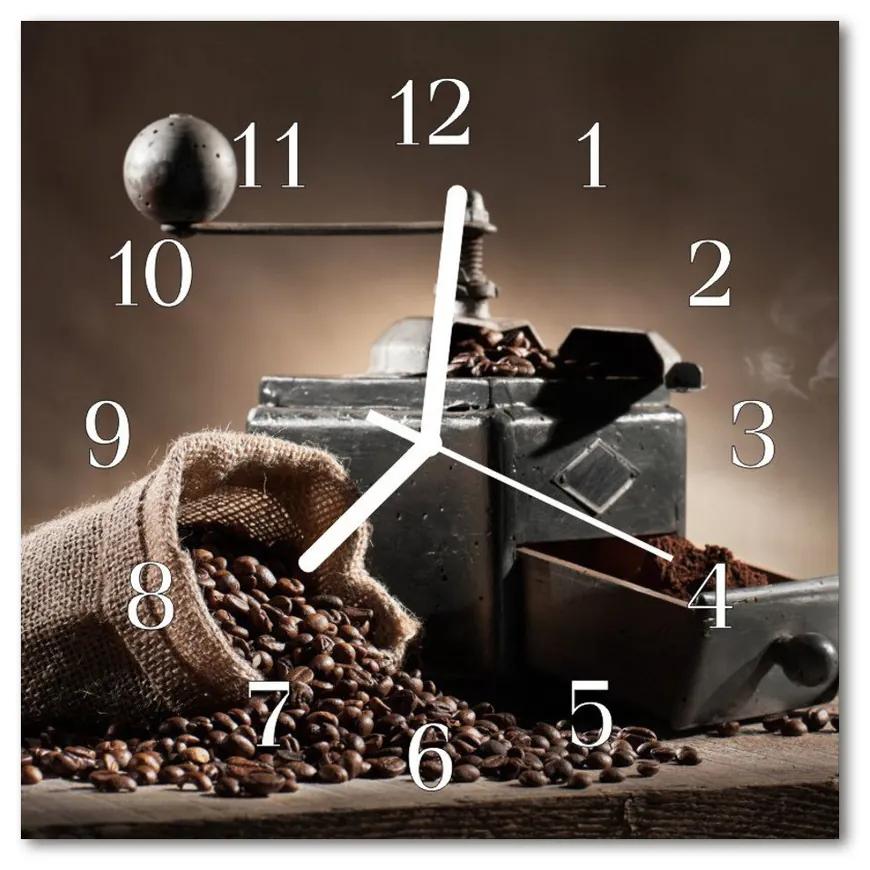 Nástenné skleněné hodiny Kávový šálek 30x30 cm